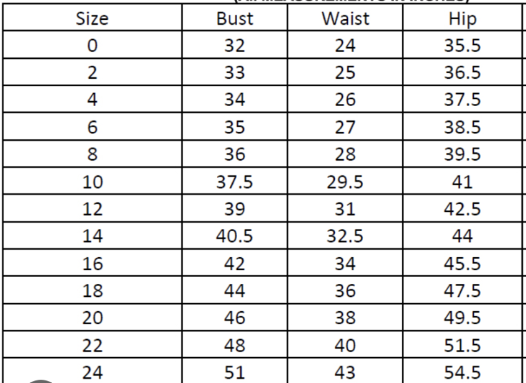 What Is My Wedding Dress Size? Bridal Size Charts - Darianna Bridal ...