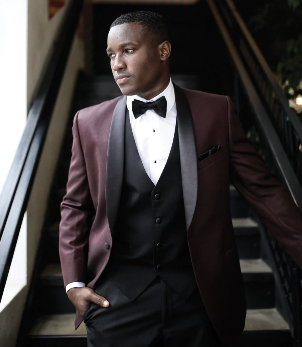 Burgundy Tuxedo: The Camden - Darianna Bridal & Tuxedo
