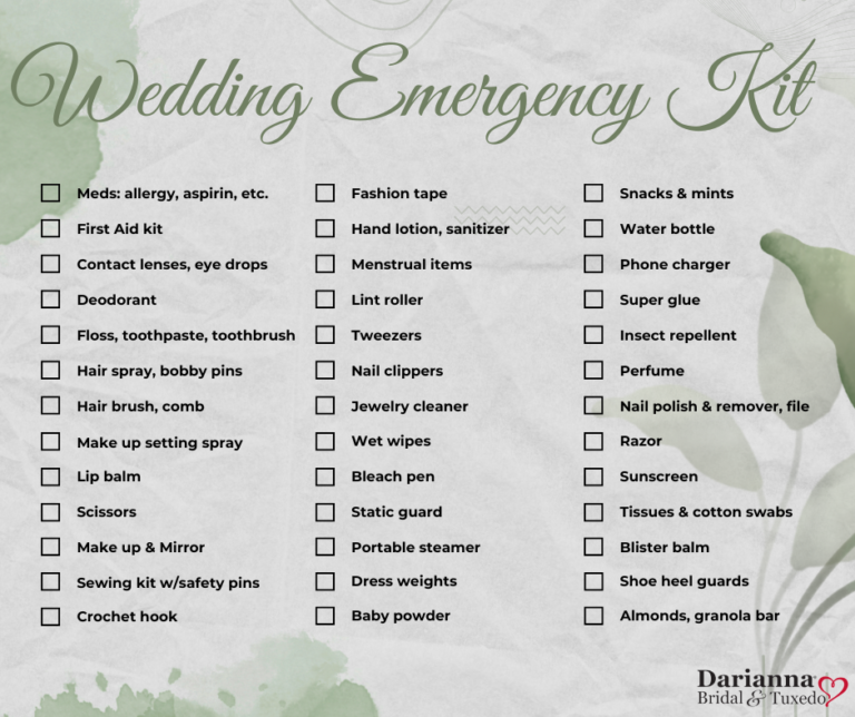 Must-Have Items In Your Wedding Day Emergency Kit - Darianna Bridal ...
